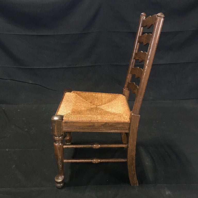 Set of 6 Charming Vintage English Wavy Ladder Back Dining Chairs with ...