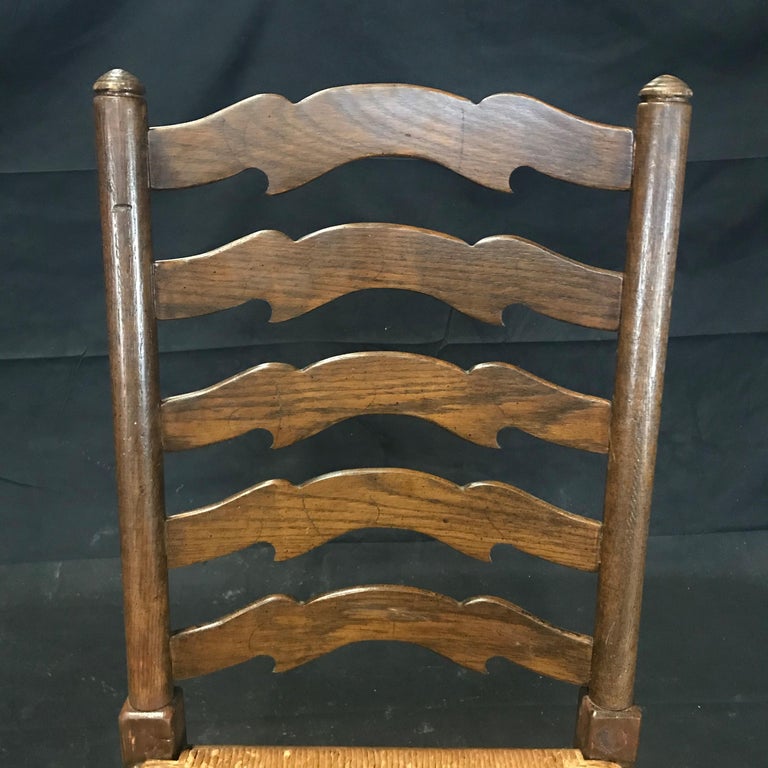 Set of 6 Charming Vintage English Wavy Ladder Back Dining Chairs with ...