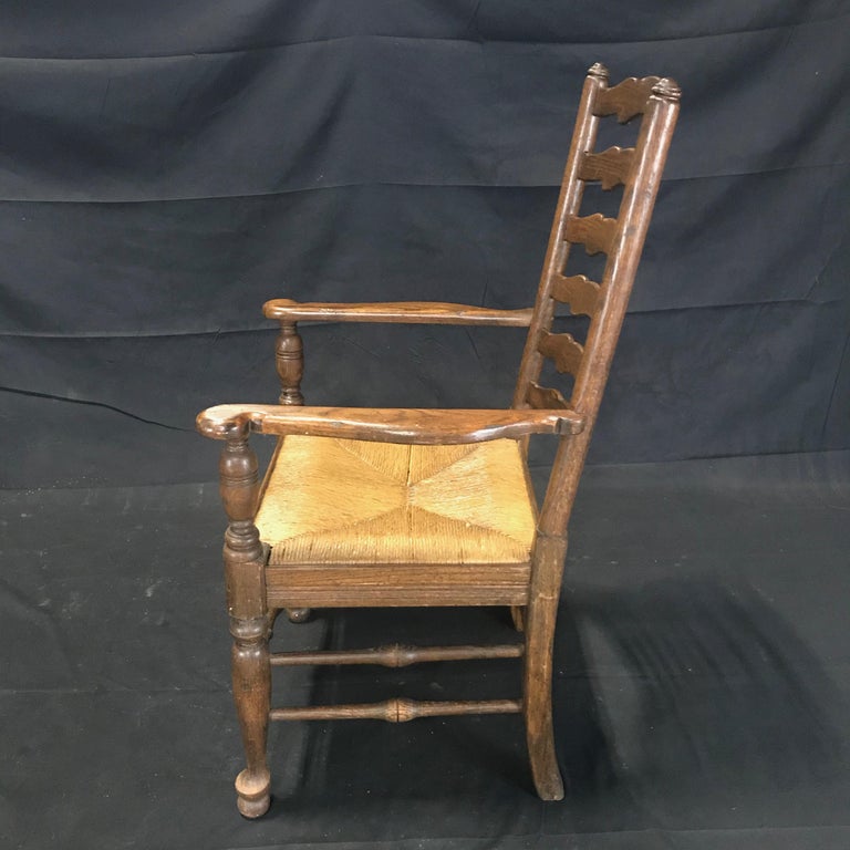 Set of 6 Charming Vintage English Wavy Ladder Back Dining Chairs with ...