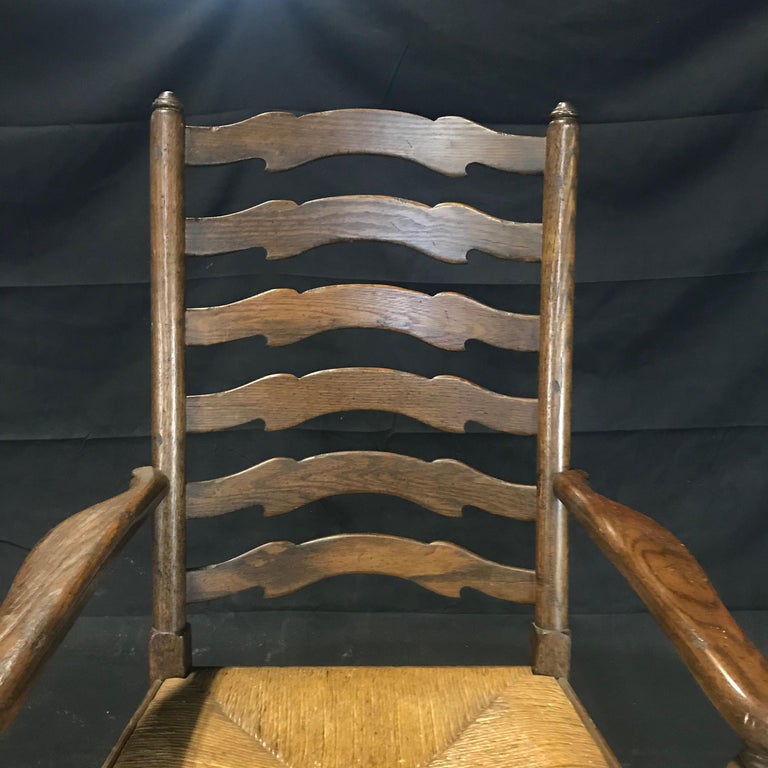 Set of 6 Charming Vintage English Wavy Ladder Back Dining Chairs with ...