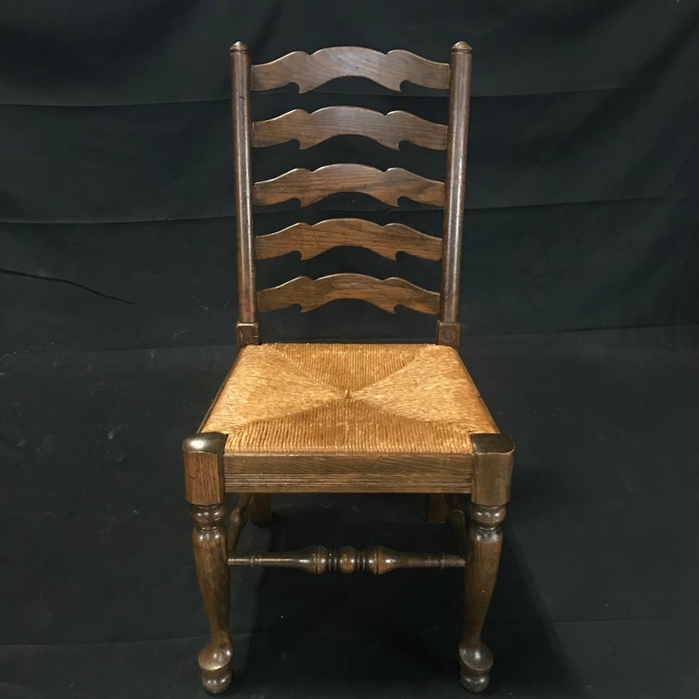 Set of 6 Charming Vintage English Wavy Ladder Back Dining Chairs with ...