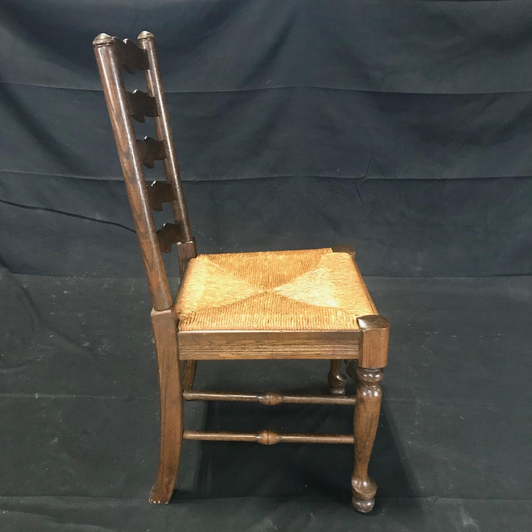 Set of 6 Charming Vintage English Wavy Ladder Back Dining Chairs with ...