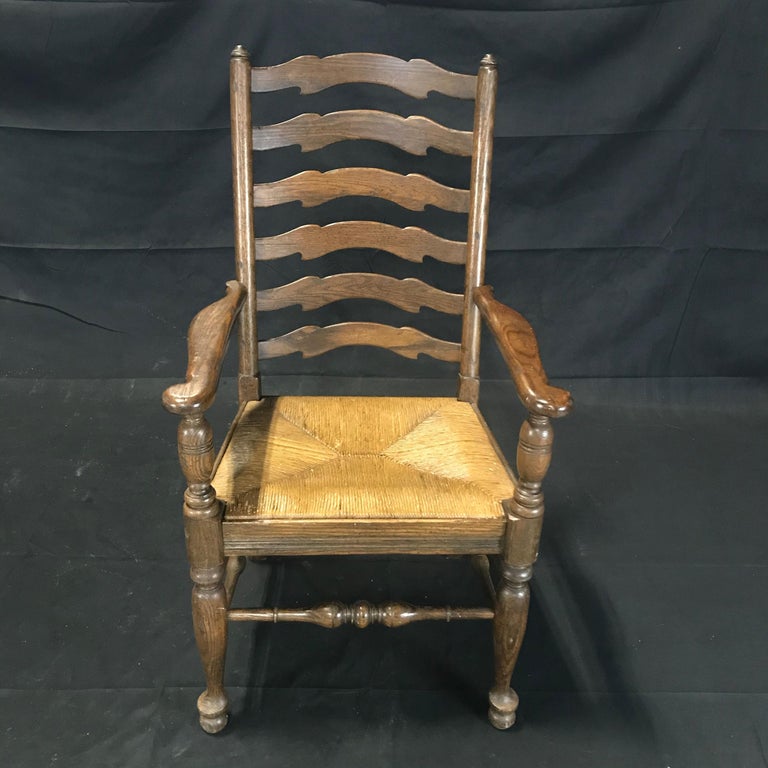 Set of 6 Charming Vintage English Wavy Ladder Back Dining Chairs with ...