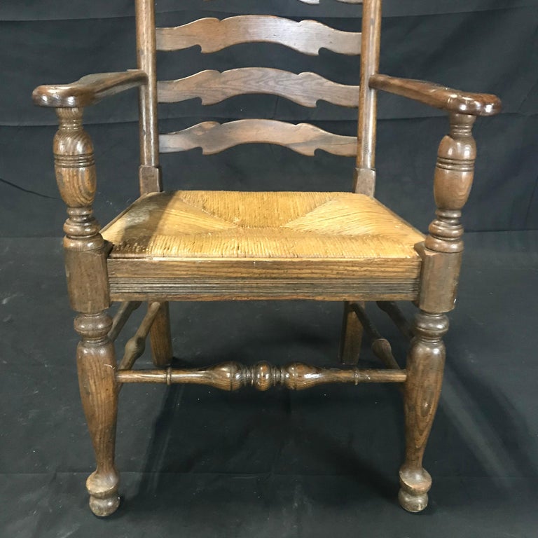 Set of 6 Charming Vintage English Wavy Ladder Back Dining Chairs with ...