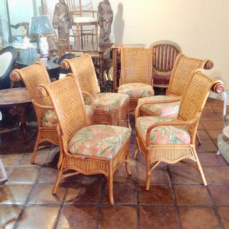 Set of 6 Colonial Style Rattan Dining Chairs at 1stDibs | colonial ...