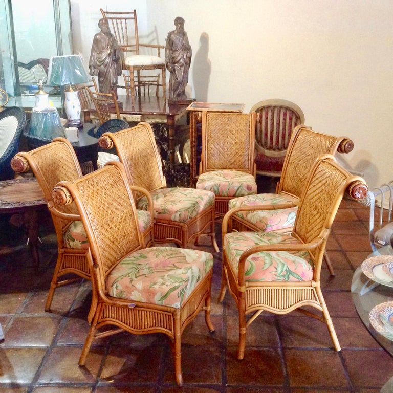 Set of 6 Colonial Style Rattan Dining Chairs at 1stDibs | colonial ...
