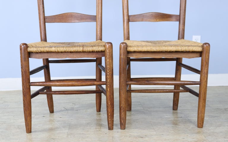 Set of 6 Country Oak Ladderback Chairs at 1stDibs