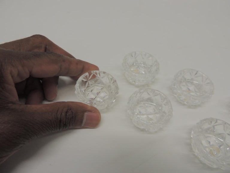 Set of '6' Cut Crystal Round Small Salt Cellars For Sale at 1stDibs