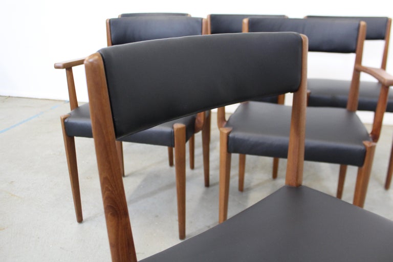 Set of 6 Danish Modern Povl Dinesen Teak/Leather Dining Chairs at 1stDibs
