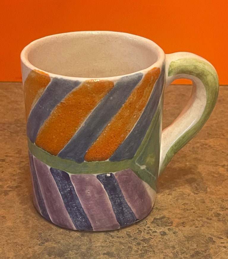 Set of 6 Decorative Hand Painted Italian Pottery Mugs by DeSimone at ...