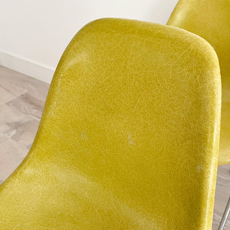 Set of 6 Eames for Herman Miller Yellow Shell Stacking Chairs at 1stDibs
