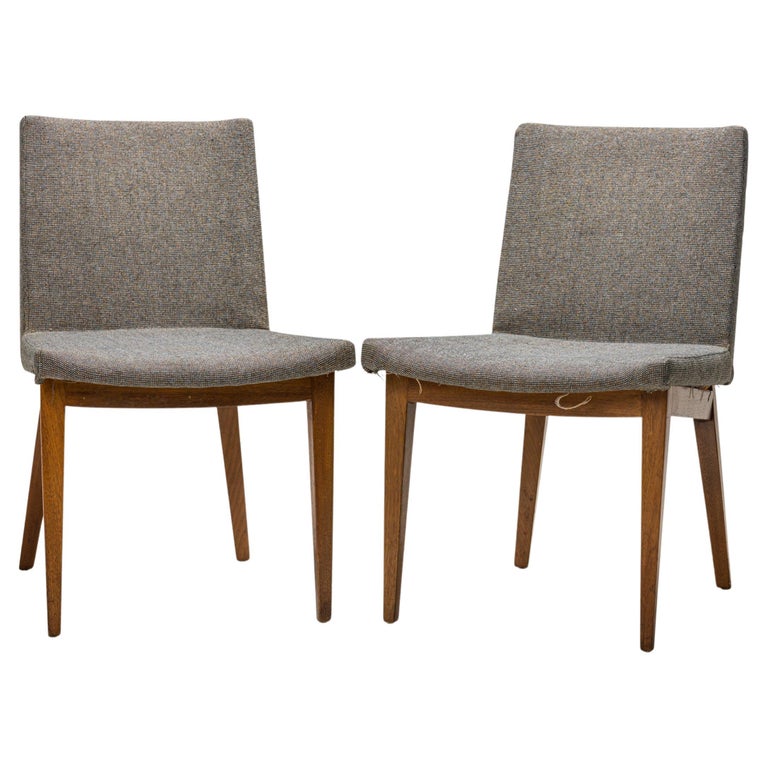 Set of 6 Edward J Wormley Gray Fabric Upholstered Dining Side Chairs ...