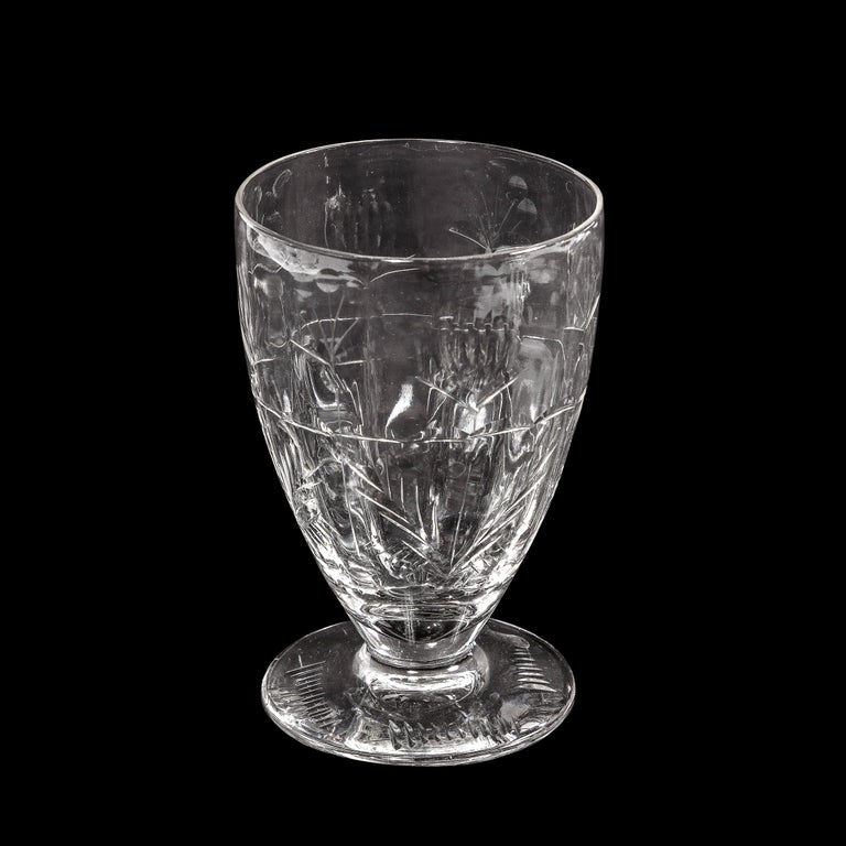 Set of 6 Fine Art Deco Cut Crystal Water Glasses with Foliate Motifs ...