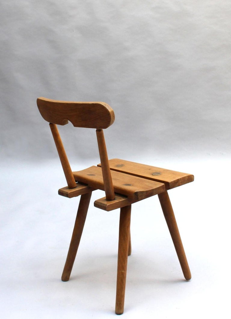 Set of 6 Fine French 1950s Beech Dining Chairs For Sale at 1stDibs