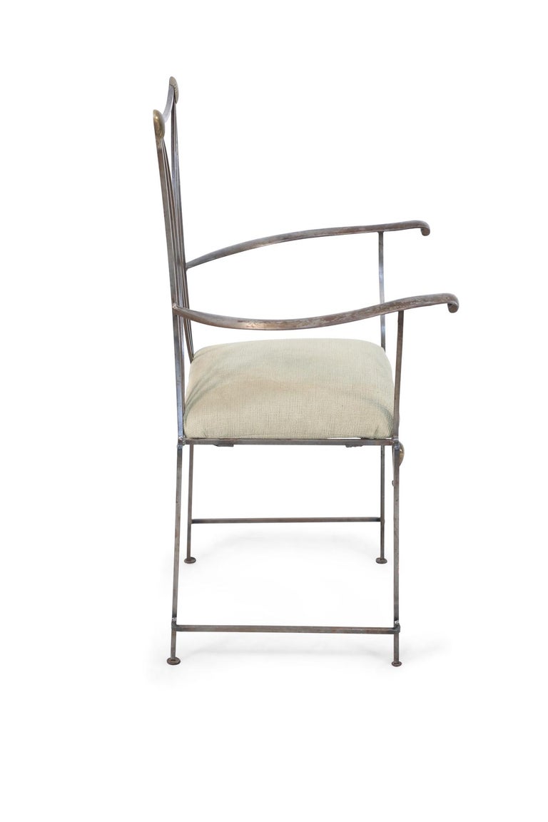 Set of 6 French Art Deco Cartier Brass and Steel Arm Chairs For Sale at ...