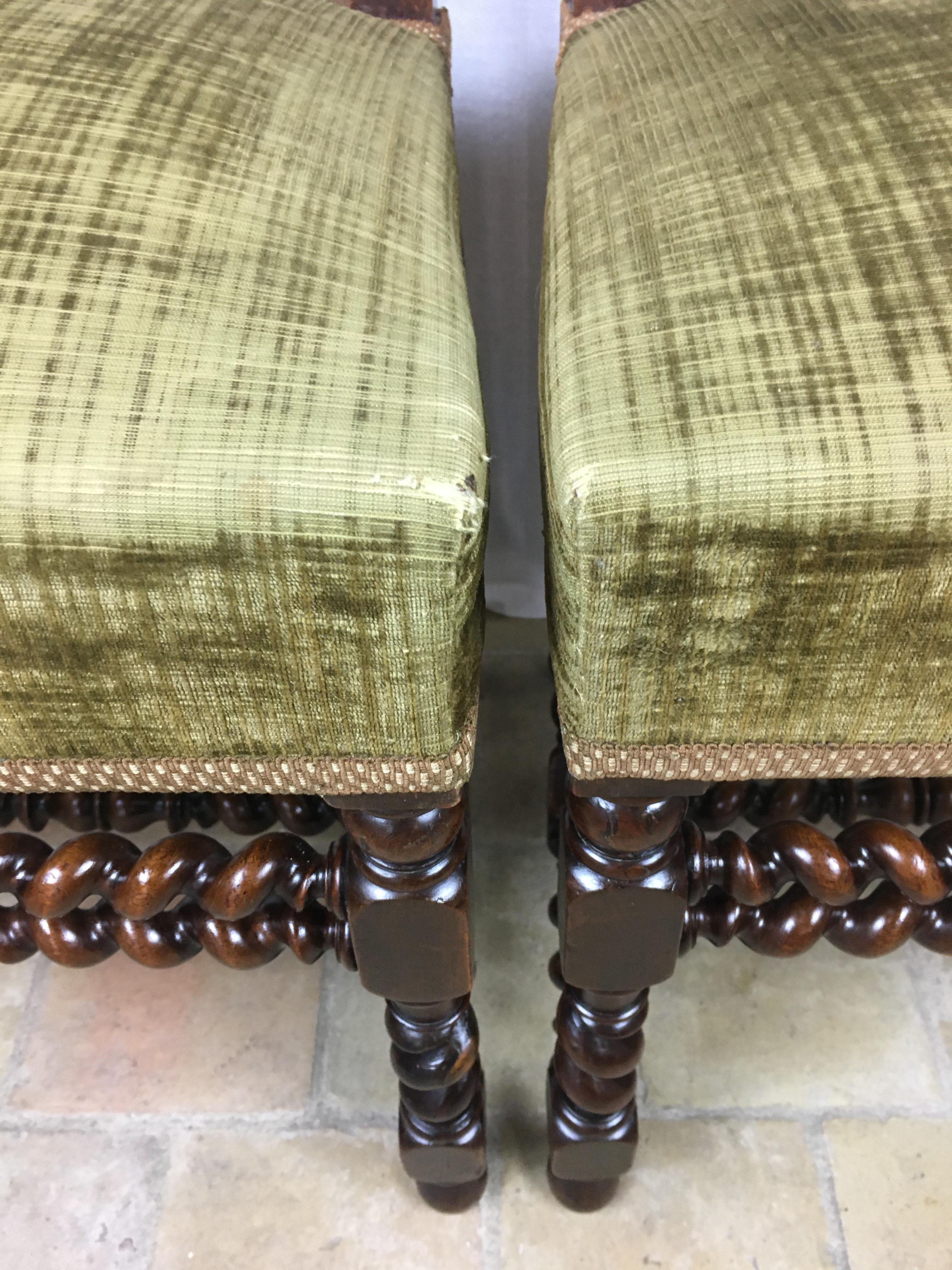 Set of 6 French Louis XIII Style Dining Chairs For Sale at 1stDibs