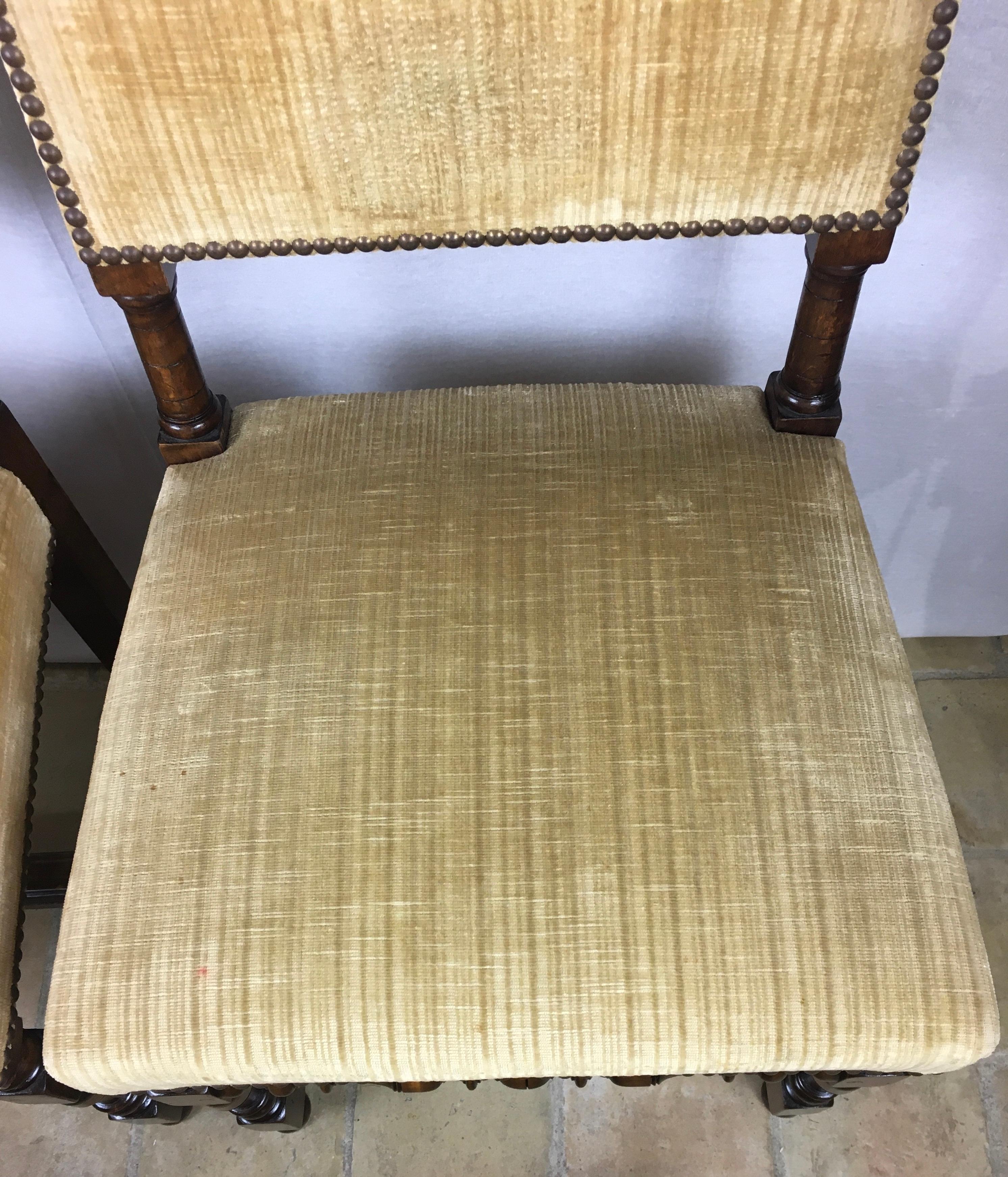 Set of 6 French Louis XIII Style Dining Chairs For Sale at 1stDibs