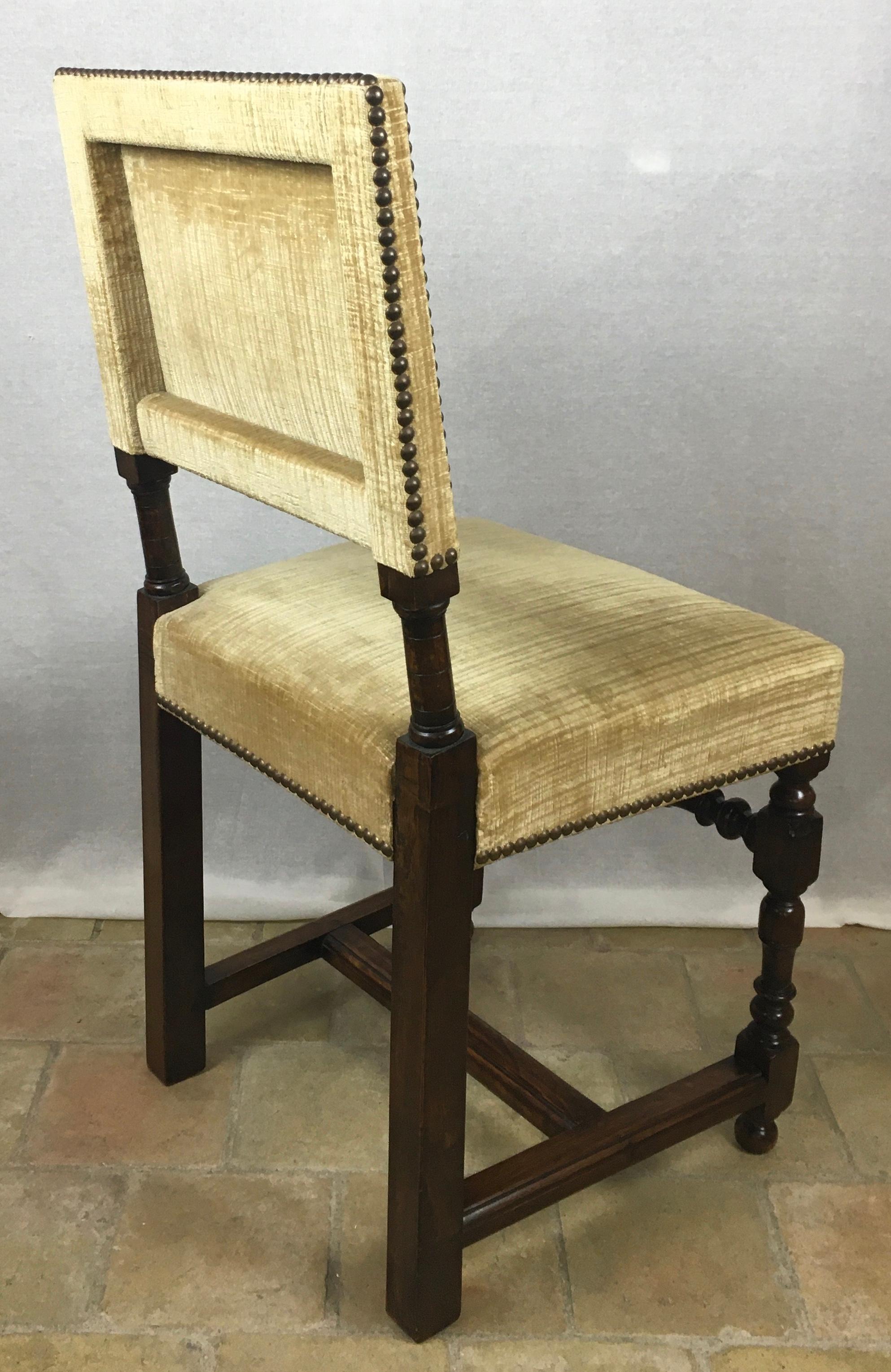 Set of 6 French Louis XIII Style Dining Chairs For Sale at 1stDibs