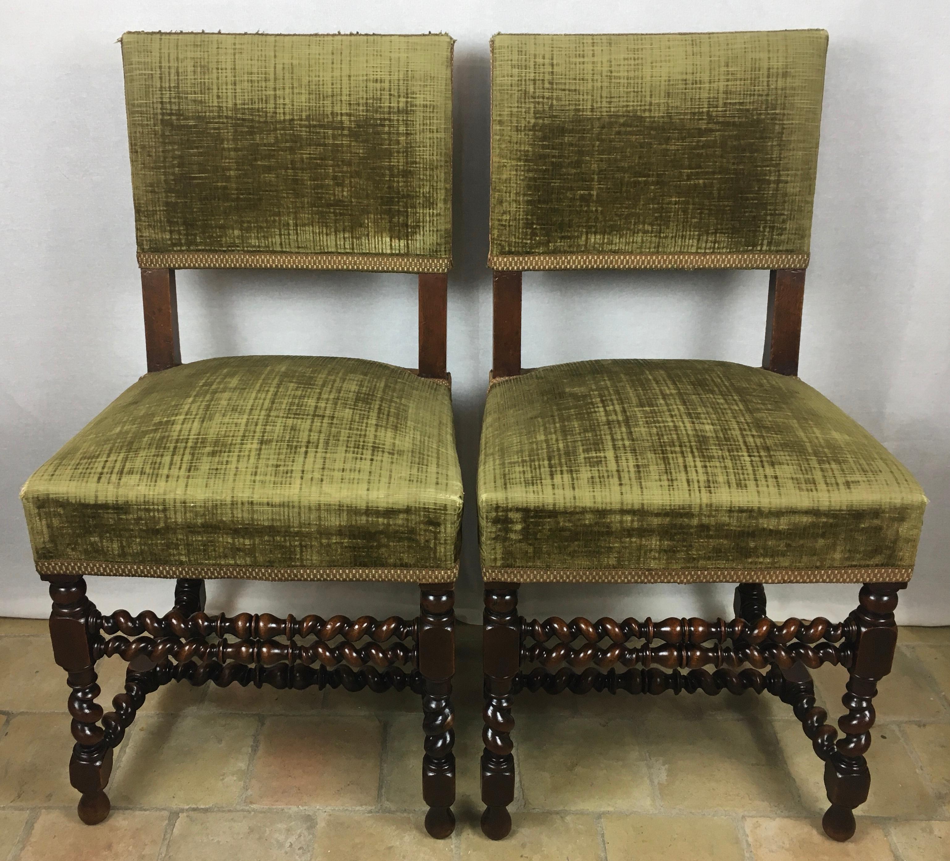 Set of 6 French Louis XIII Style Dining Chairs For Sale at 1stDibs