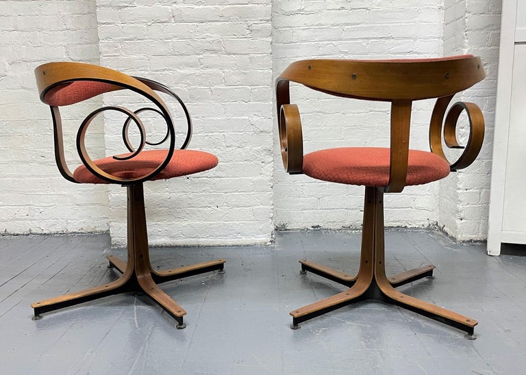 Set of 6 George Mulhauser Swivel Chairs for Plycraft For Sale at 1stDibs