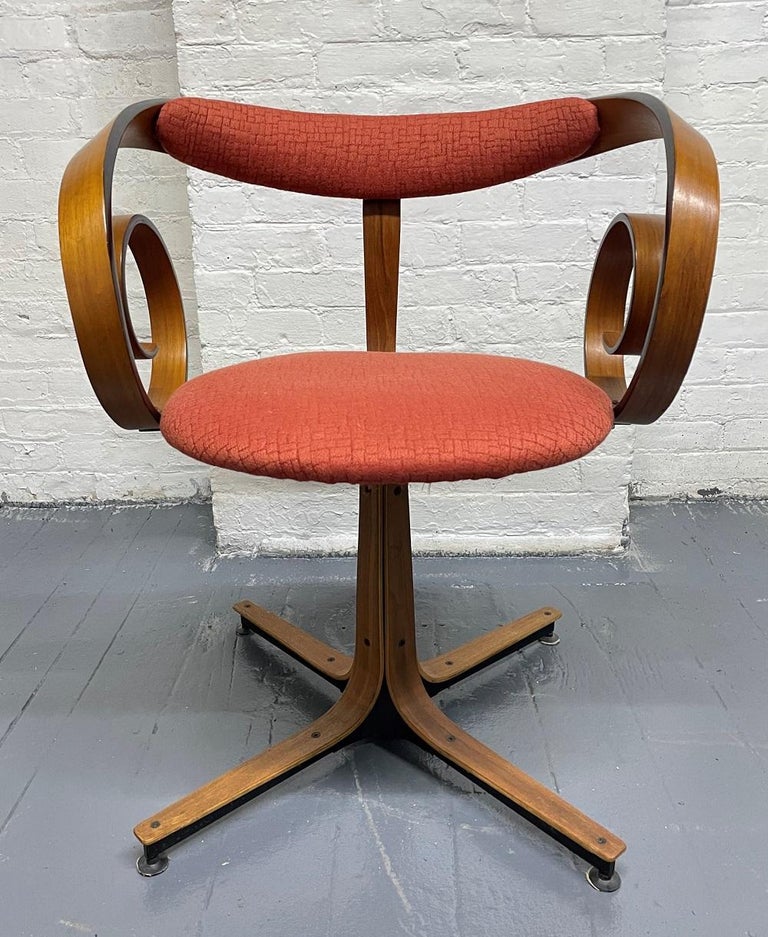 Set of 6 George Mulhauser Swivel Chairs for Plycraft For Sale at 1stDibs