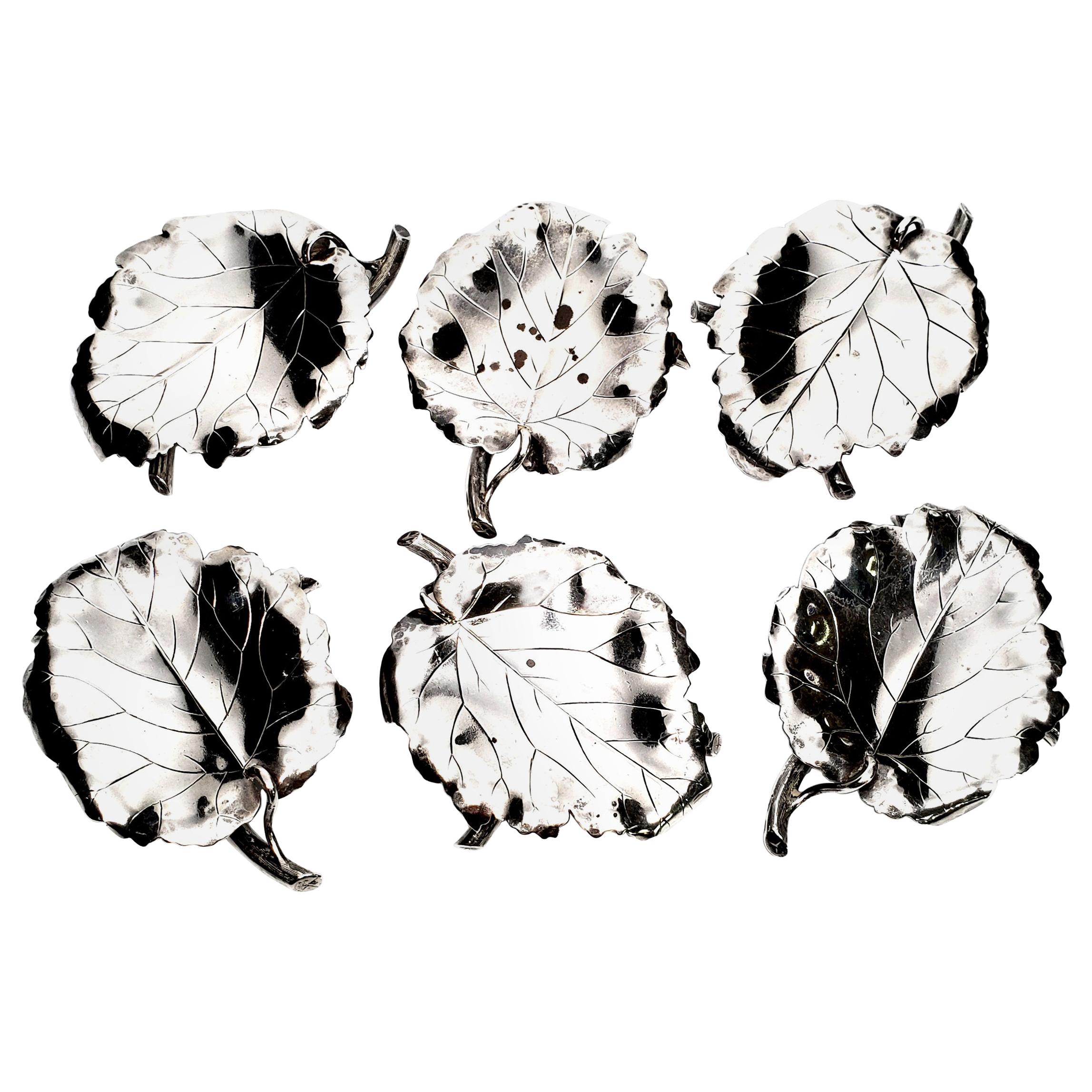 Set of 6 George W Shiebler Sterling Silver Leaf Butter Dishes at 1stDibs