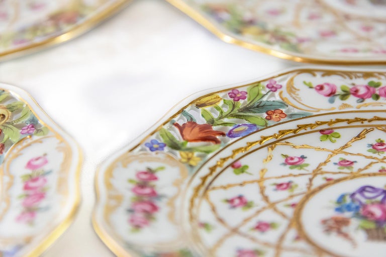 Set of 6 German Porcelain Hand Painted Plates at 1stDibs