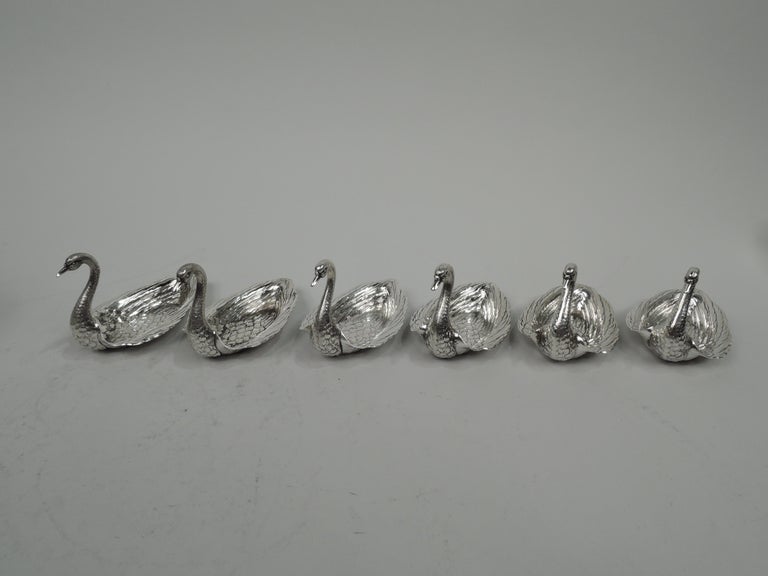 Set of 6 Gorham Edwardian Classical Silver Figural Swan Nut Dishes For ...