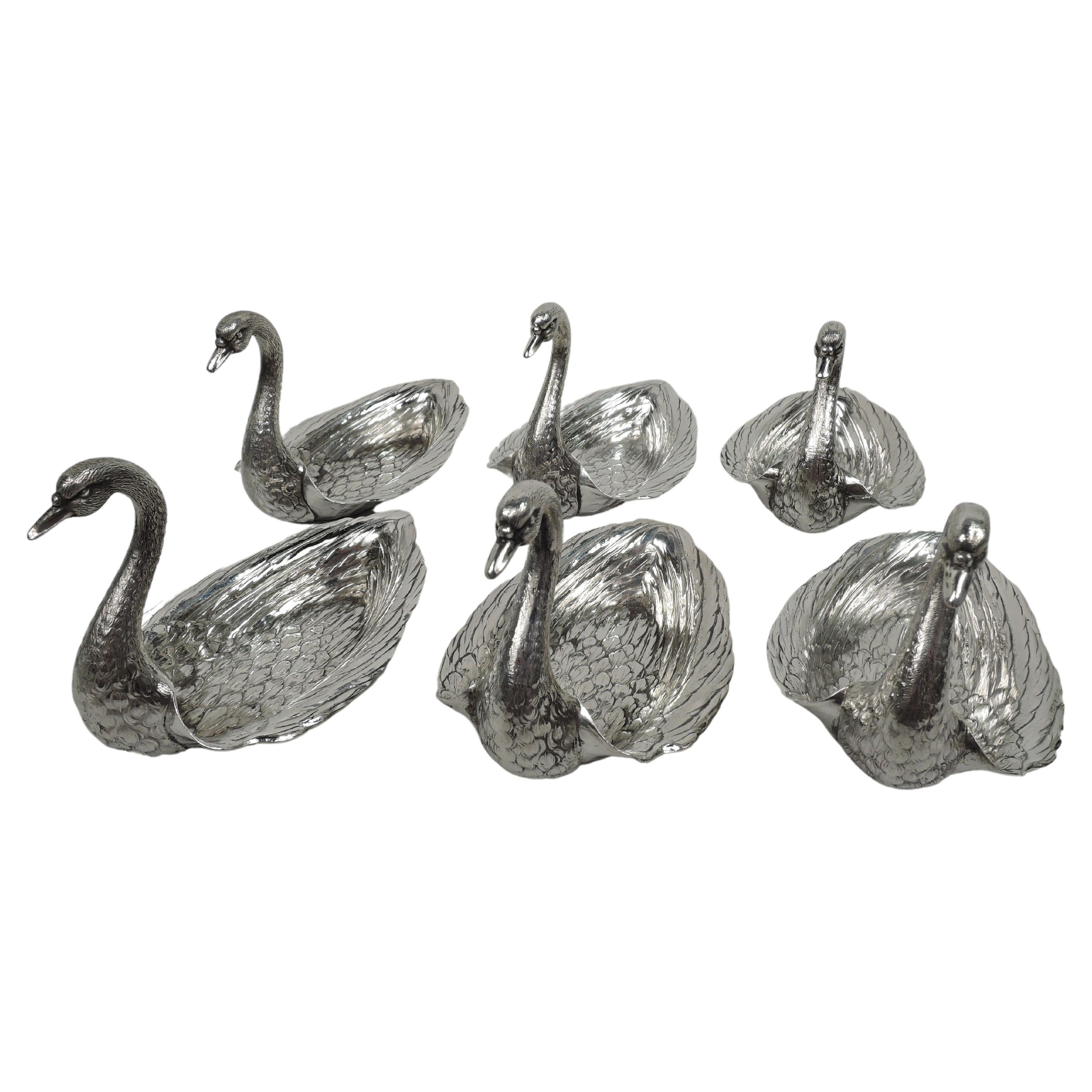 Set of 6 Gorham Edwardian Classical Silver Figural Swan Nut Dishes For ...