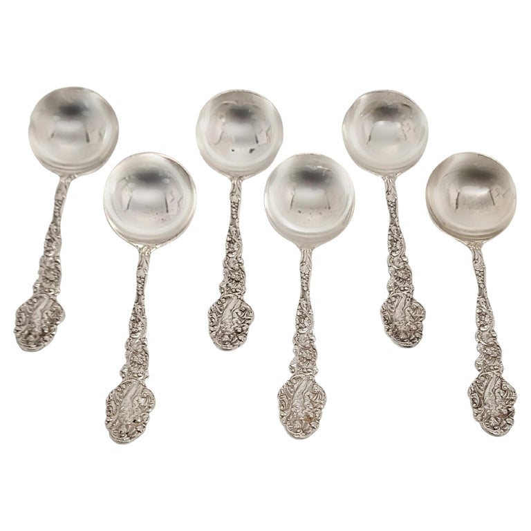 Set of 6 Gorham Versailles Sterling Round Bowl Soup Bouillon Spoons W ...
