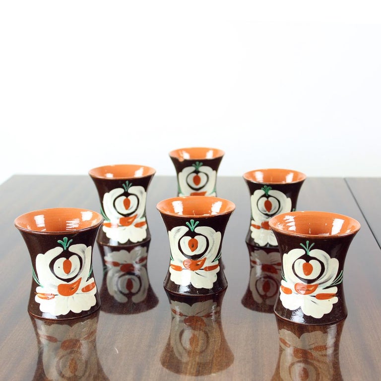 Set of 6 Handmade Vintage Cups, Pozdisovce Czechoslovakia, 1950s For ...