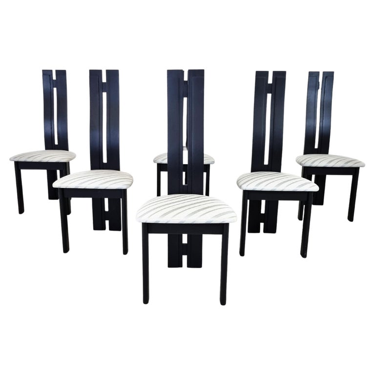 Set of 6 High Back Dining Chairs, 1980s at 1stDibs