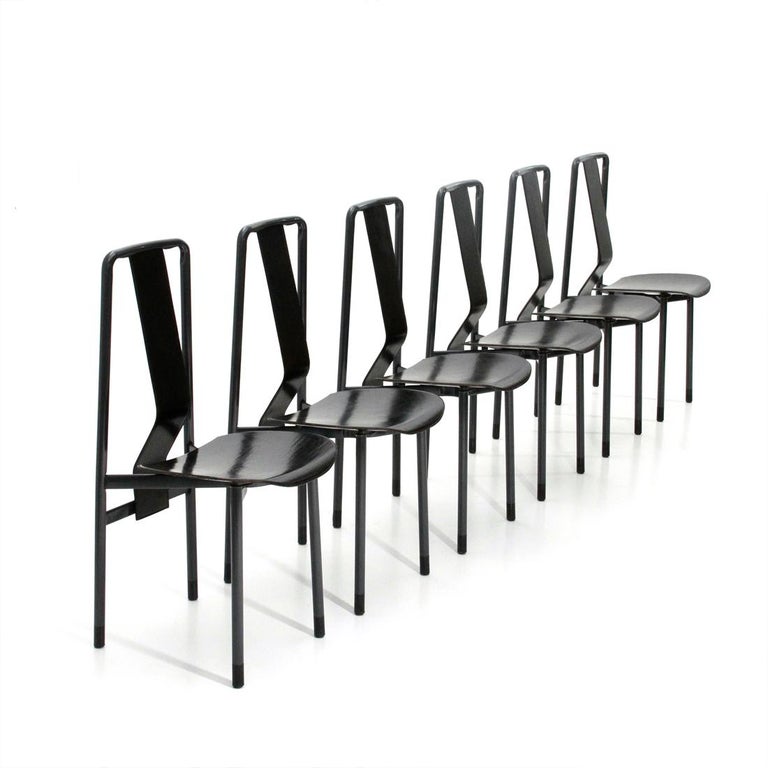 Set of 6 ‘Irma’ Midcentury Black Chairs by Achille Castiglioni for ...