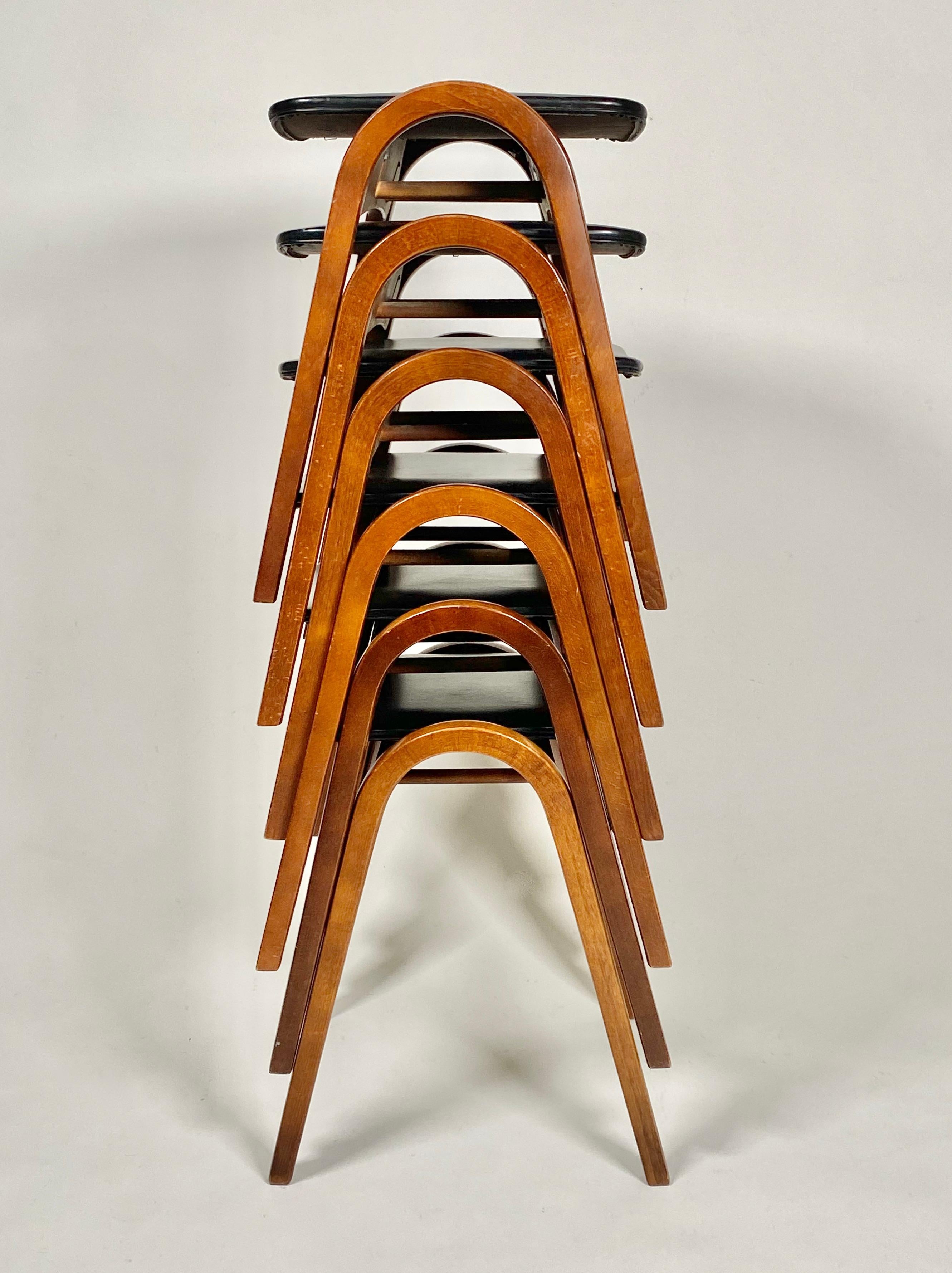 Set of 6 Isamu Kenmochi Stacking Stools Japanese Design at 1stDibs