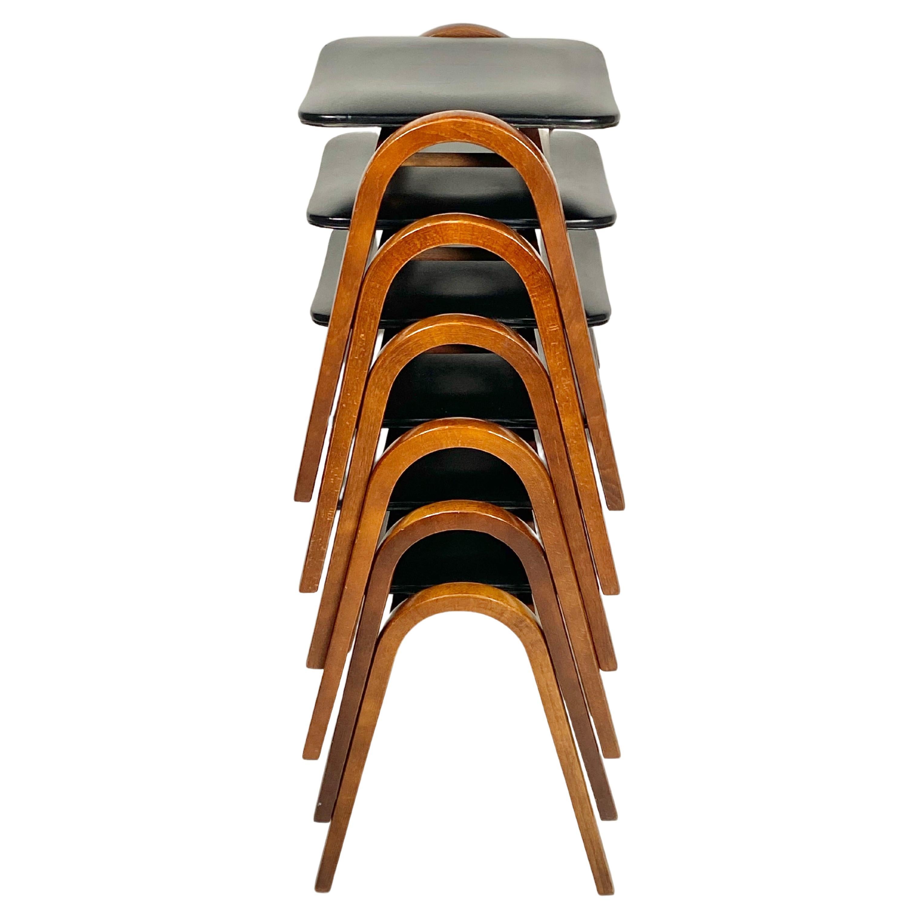 Set of 6 Isamu Kenmochi Stacking Stools Japanese Design at 1stDibs