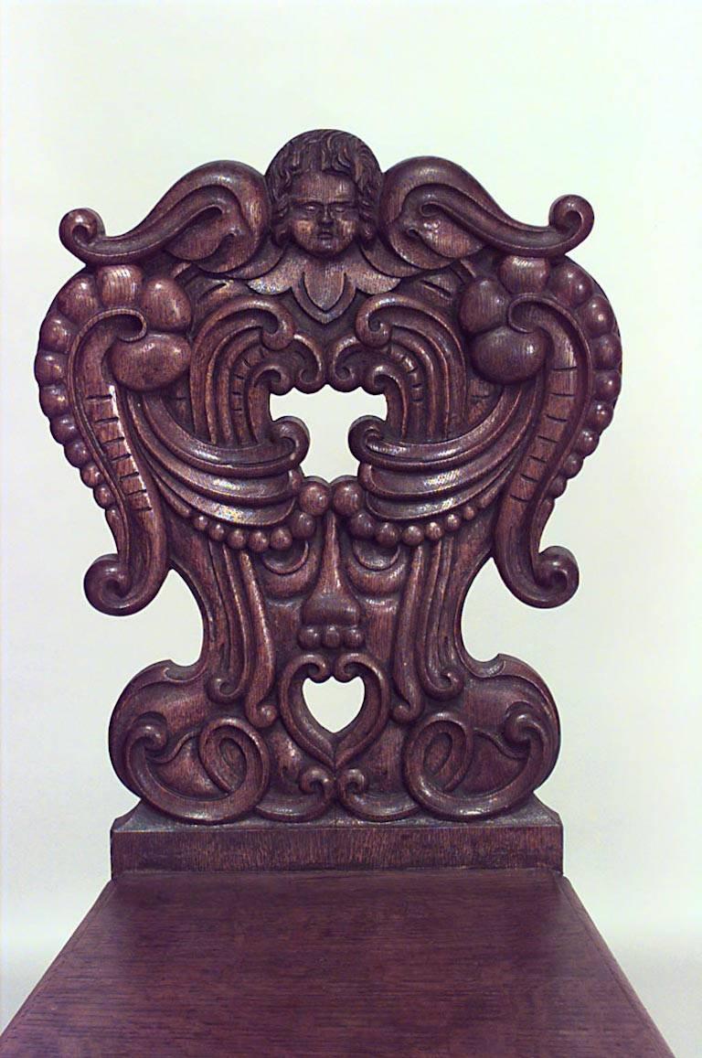 Set of 6 Italian Renaissance Oak Cupid Sgabelli For Sale at 1stDibs