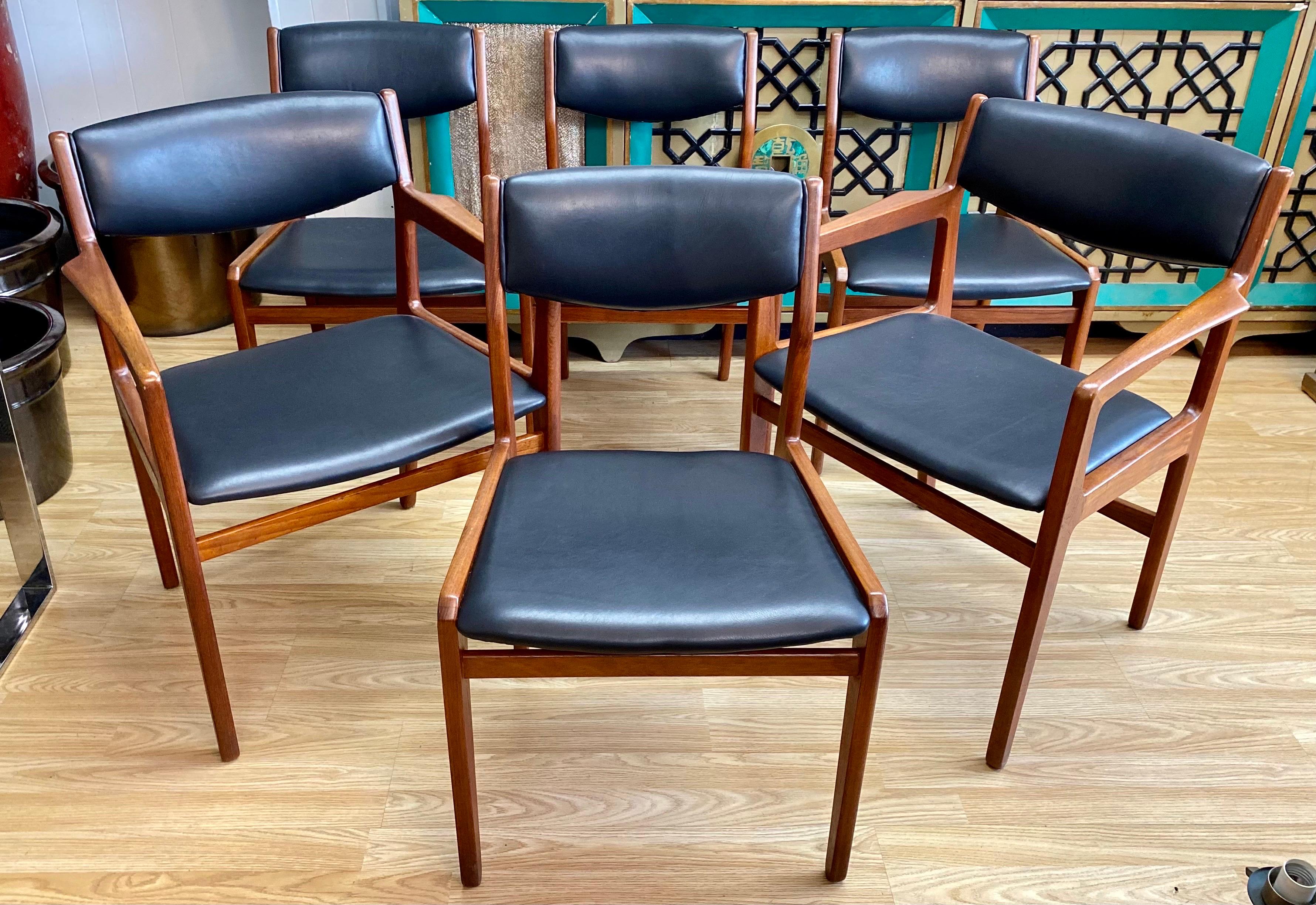 Set of 6 Knud Andersen Danish Modern Dining Chairs For Sale at 1stDibs