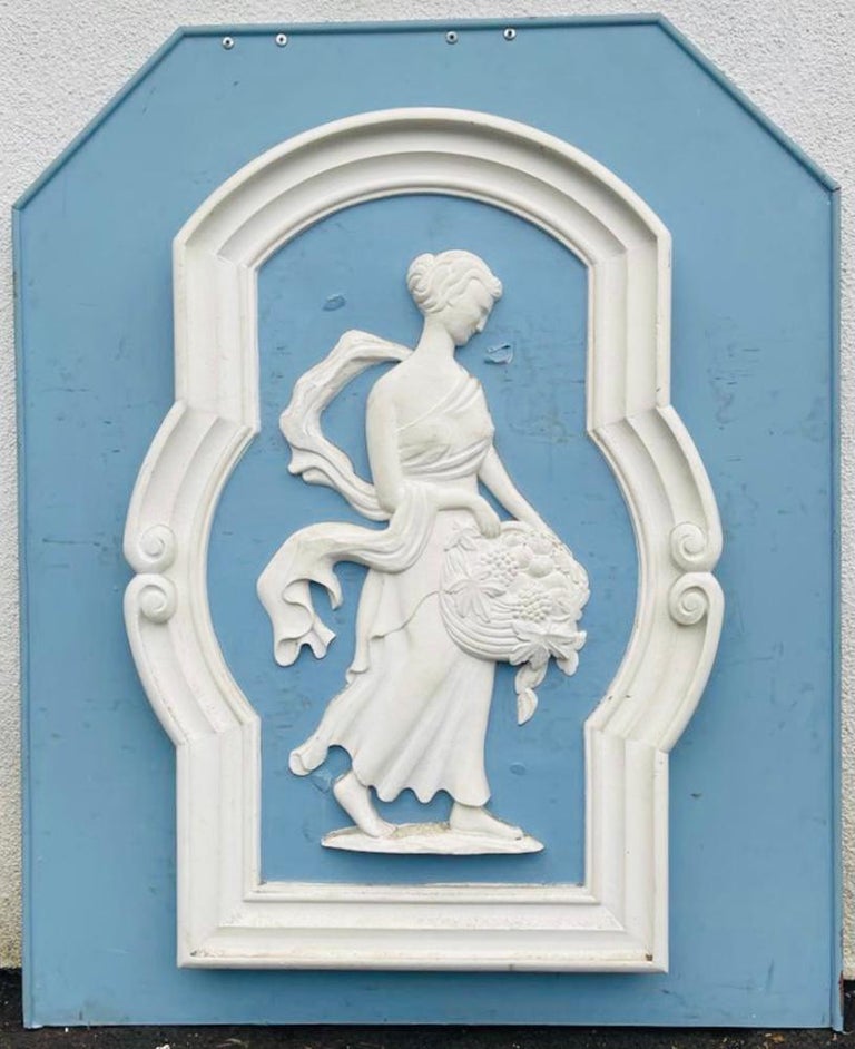 Set of 6 Large Adam Style Plaster Plaques For Sale at 1stDibs