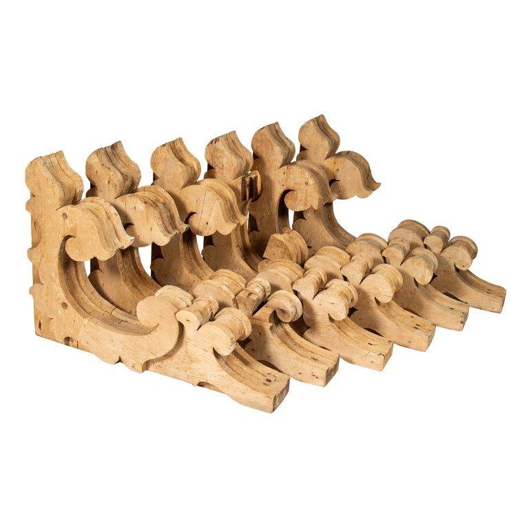 Set of 6 Large Pine Corbels For Sale at 1stDibs
