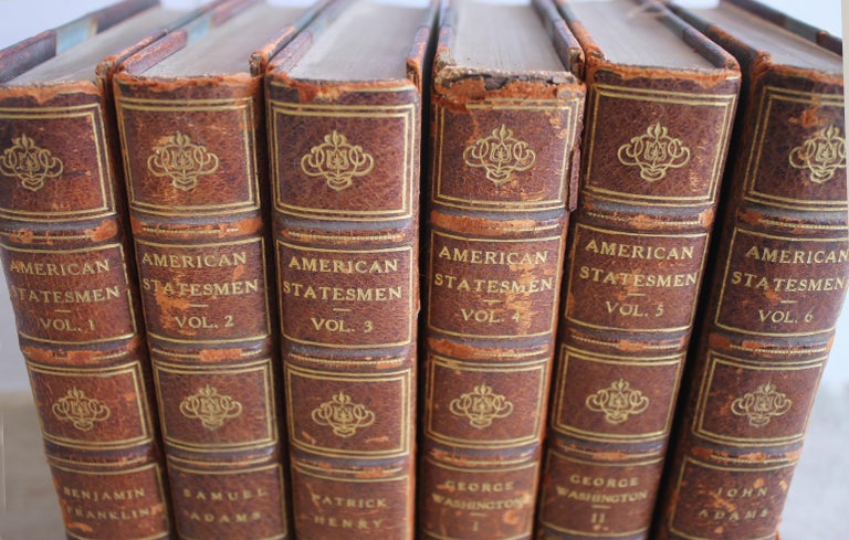 Set of 6 Leather Bound American Statesmen Antique Books at 1stDibs