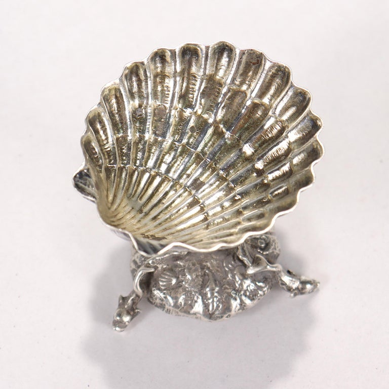 Set of 6 Mermaid 'or Merman' .800 Italian Silver Shell Salt Cellars by ...