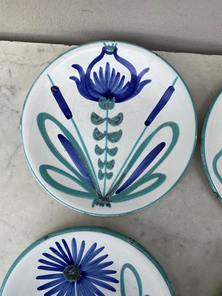 Set of 6 Mid-Century Flowers Plates Robert Picault Vallauris For Sale ...