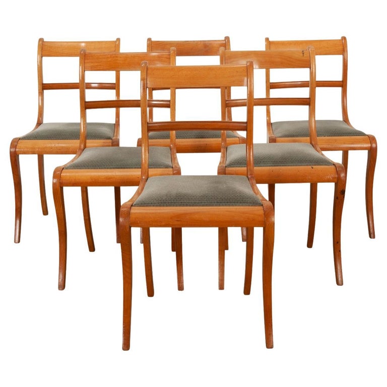 Set of 6 Midcentury Fruitwood Dining Chairs For Sale at 1stDibs