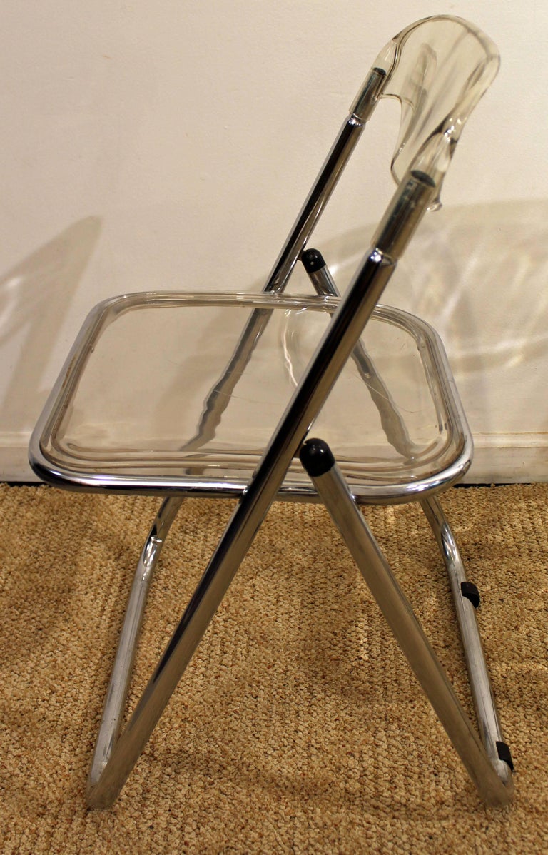 Set of Six Midcentury Italian Modern Lucite Chrome Folding Chairs at ...