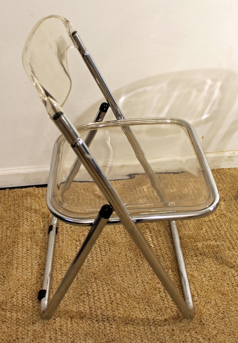 Set of Six Midcentury Italian Modern Lucite Chrome Folding Chairs at ...
