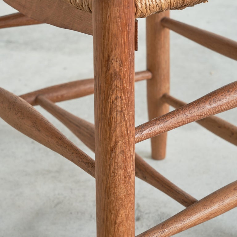 Set of 6 Midcentury Oak and Rush Chairs, 1950s For Sale at 1stDibs
