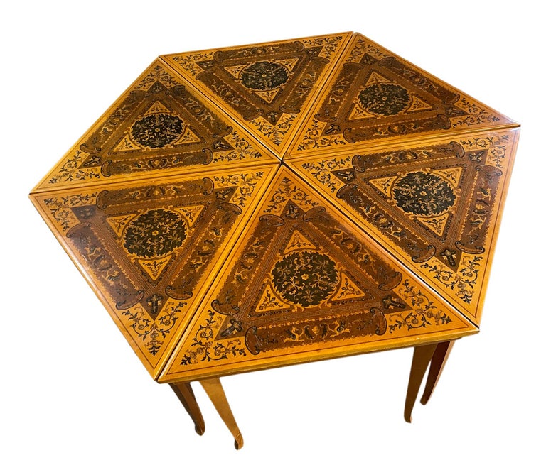 Set of 6 Mid Century Triangle Tables Hexagon Coffee Side Table Inlaid ...