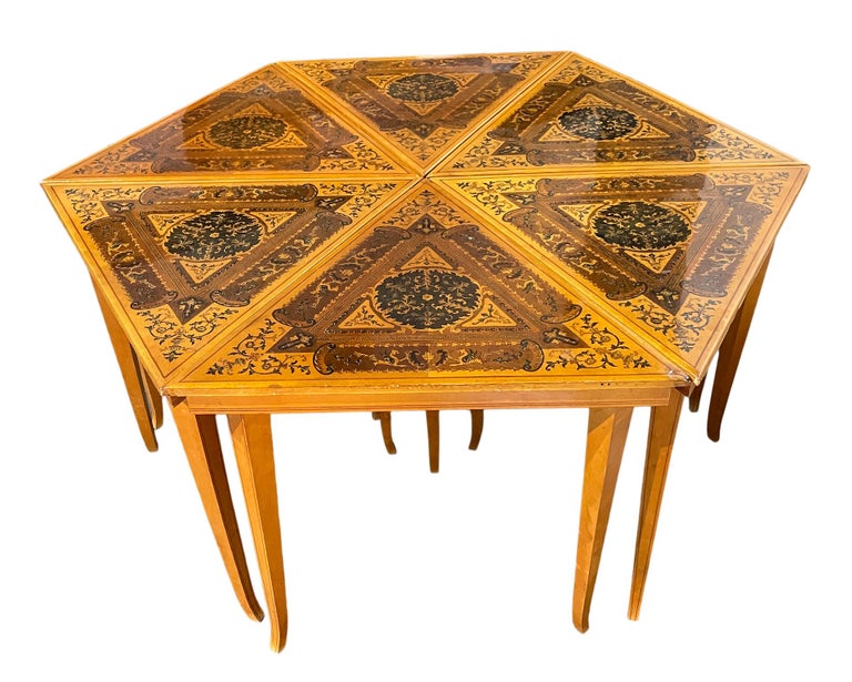 Set of 6 Mid Century Triangle Tables Hexagon Coffee Side Table Inlaid ...