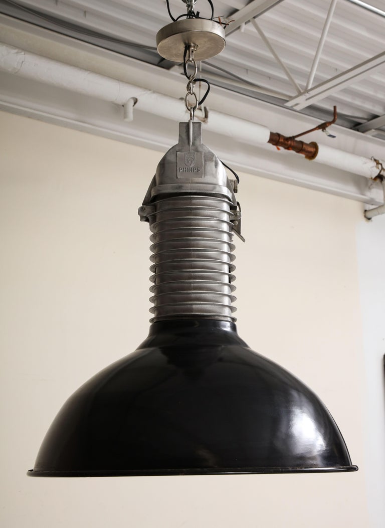 Set of 6 Midcentury Black and White Ceiling Lights with Original Enamel ...