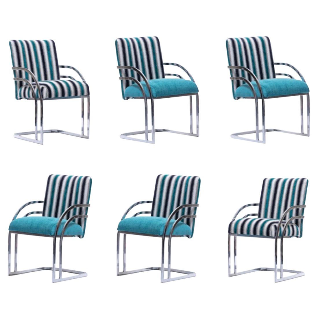 Six Milo Baughman Style High Back Dining Chairs at 1stDibs